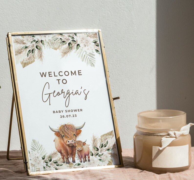 Highland Cow Baby Shower Welcome Sign,highland Cow Baby Shower Signs ...