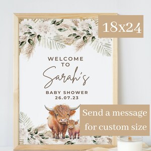 Highland Cow Baby Shower Welcome Sign,highland Cow Baby Shower Signs ...