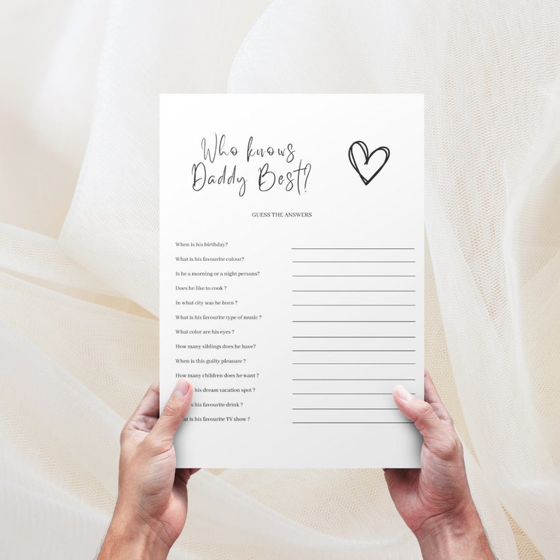 Editable Minimalist Oh Baby Baby Shower Game, Who Knows Daddy Best Baby ...