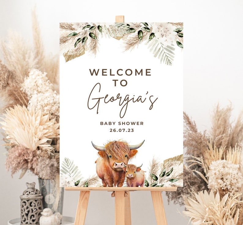Highland Cow Baby Shower Welcome Sign,highland Cow Baby Shower Signs ...