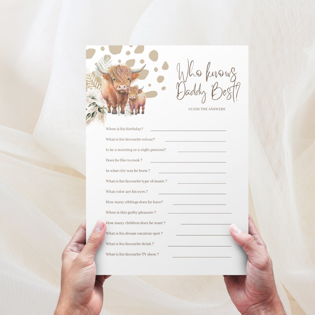 Highland Cow Baby Shower Game Bundle Editable, Baby Shower Game ...