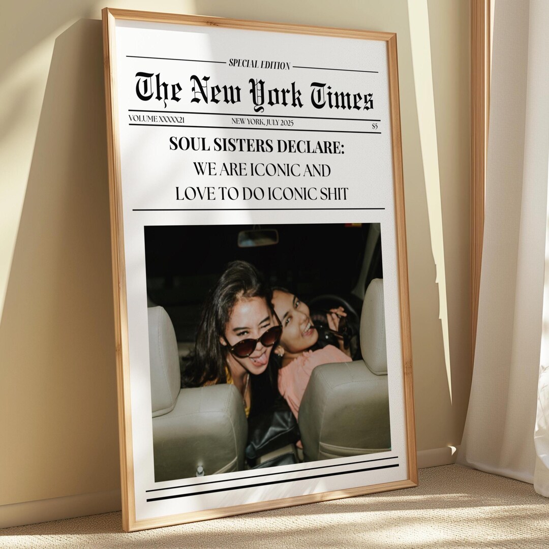 Custom Newspaper Print, Custom Friendship Wall Art, College Dorm, Gift ...