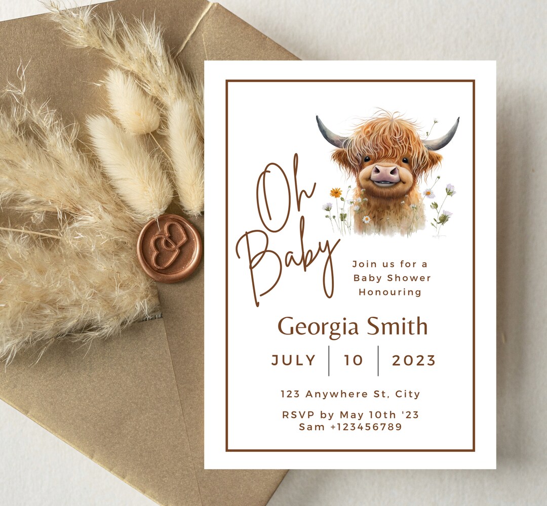 Highlander Cow Baby Shower, Holy Cow Baby Shower, Highland Cow ...