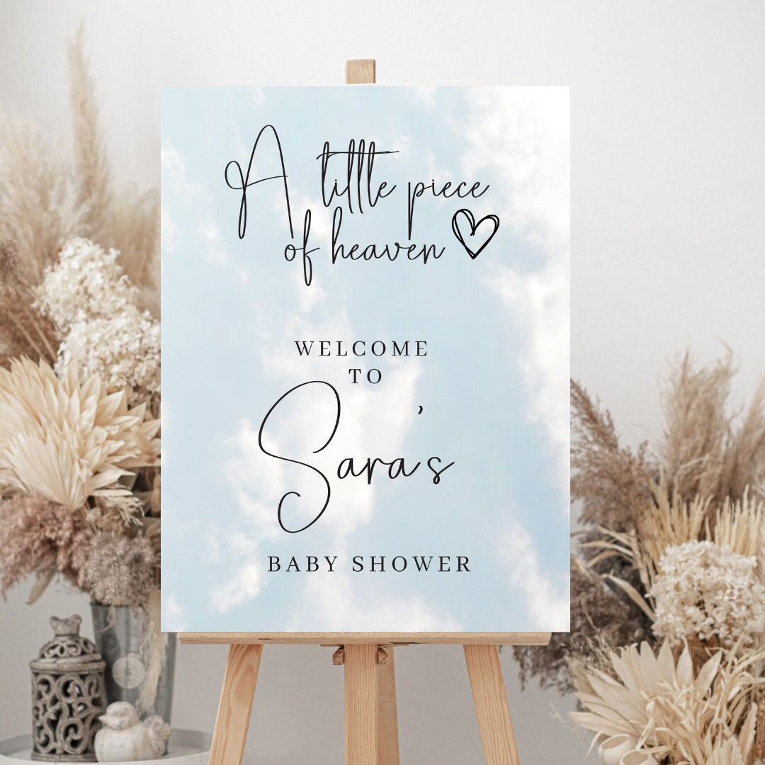 A Little Piece of Heaven Baby Shower Welcome Sign, Shower Sign Welcome ...