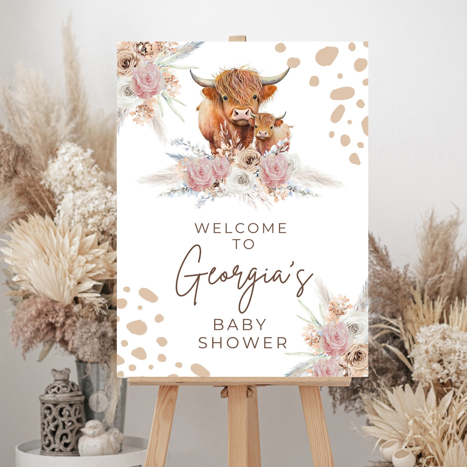 Highland Cow Welcome Sign for Baby Shower, Highland Cow Baby Shower ...