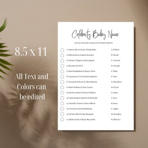 Celebrity Baby Name Quiz,modern Baby Shower Games,baby Trivia, Baby ...