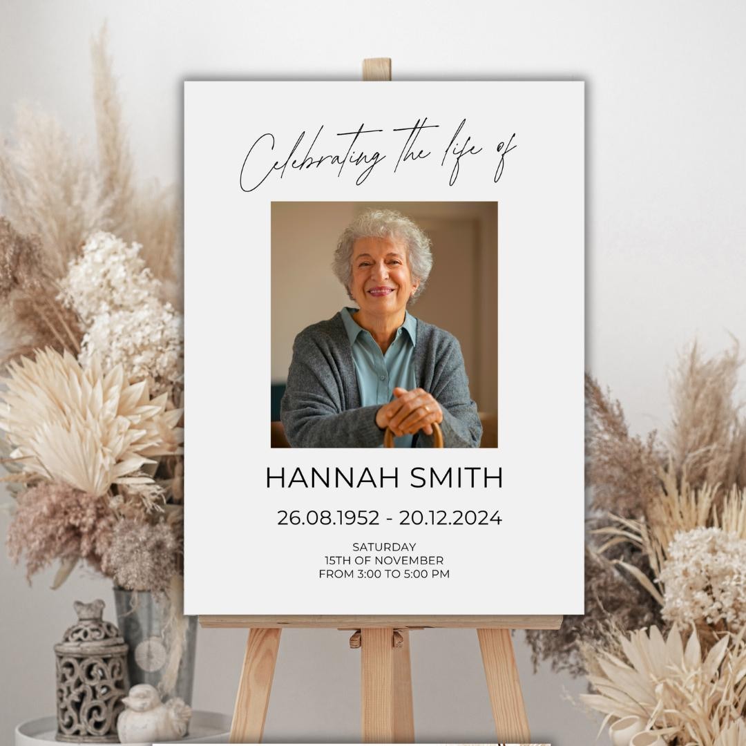 Funeral Memorial Sign, Celebration of Life, in Loving Memory Sign ...