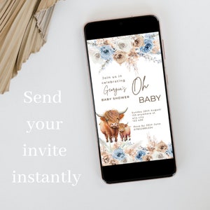 Highlander Cow Baby Shower Bundle, Highland Cow Baby Shower Sign, Boho ...