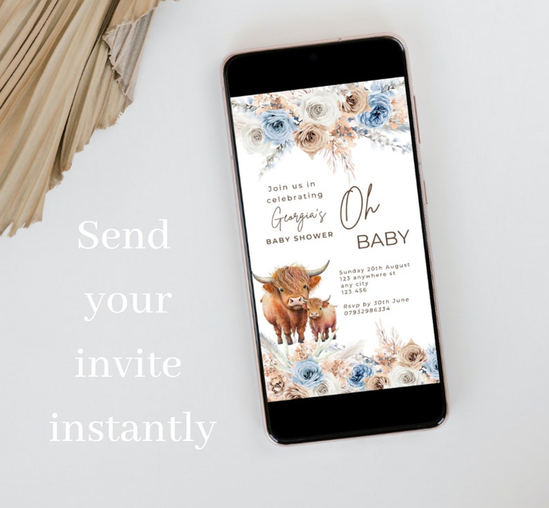 Highlander Cow Baby Shower Bundle, Highland Cow Baby Shower Sign, Boho ...