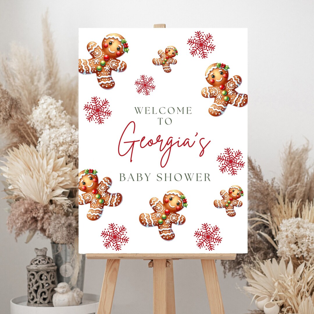 Gingerbread Baby Shower Welcome Sign Christmas Theme Baby - Etsy