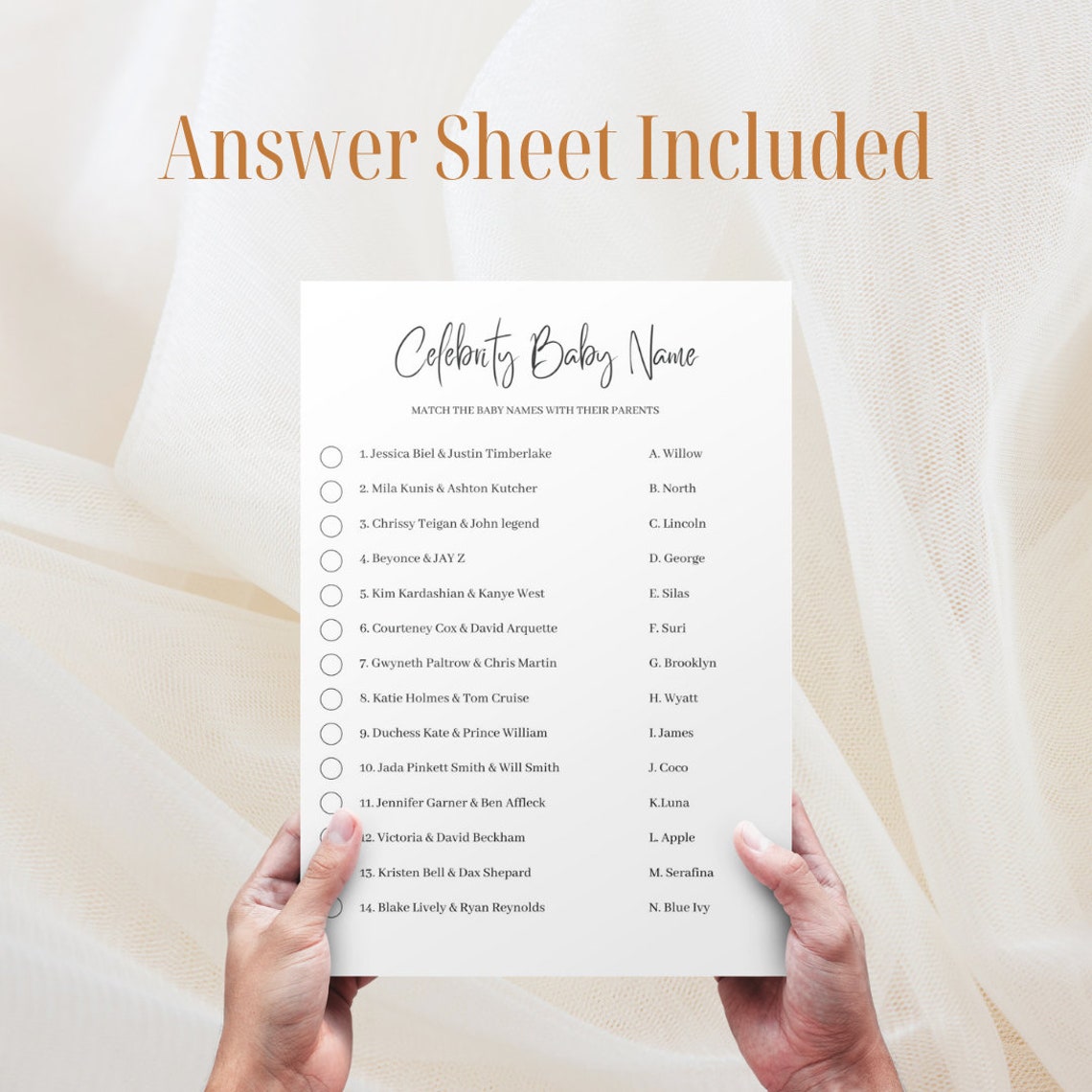 Celebrity Baby Name Quiz,modern Baby Shower Games,baby Trivia, Baby ...