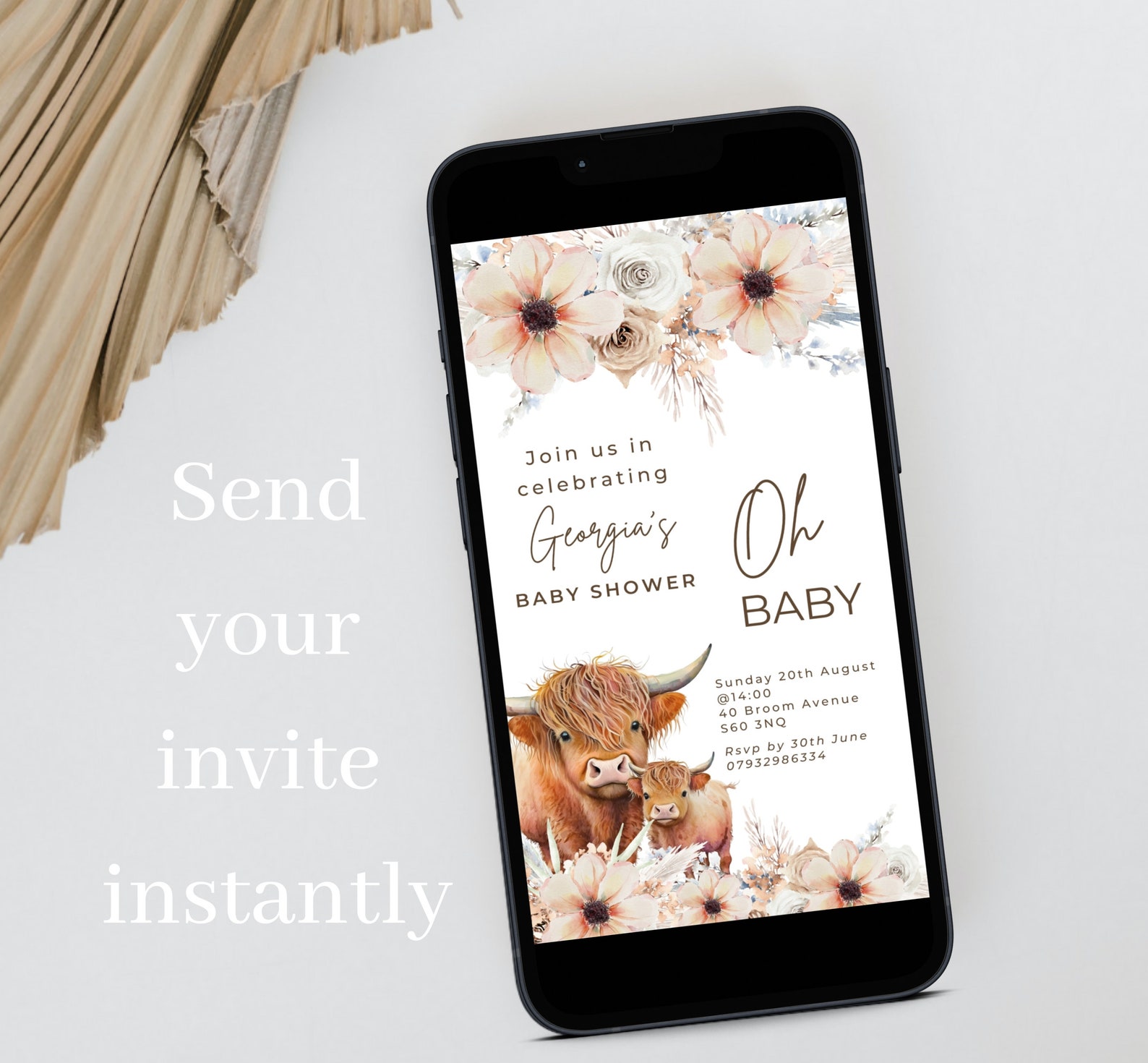 Highlander Cow Baby Shower Bundle, Highland Cow Baby Shower Sign, Boho ...