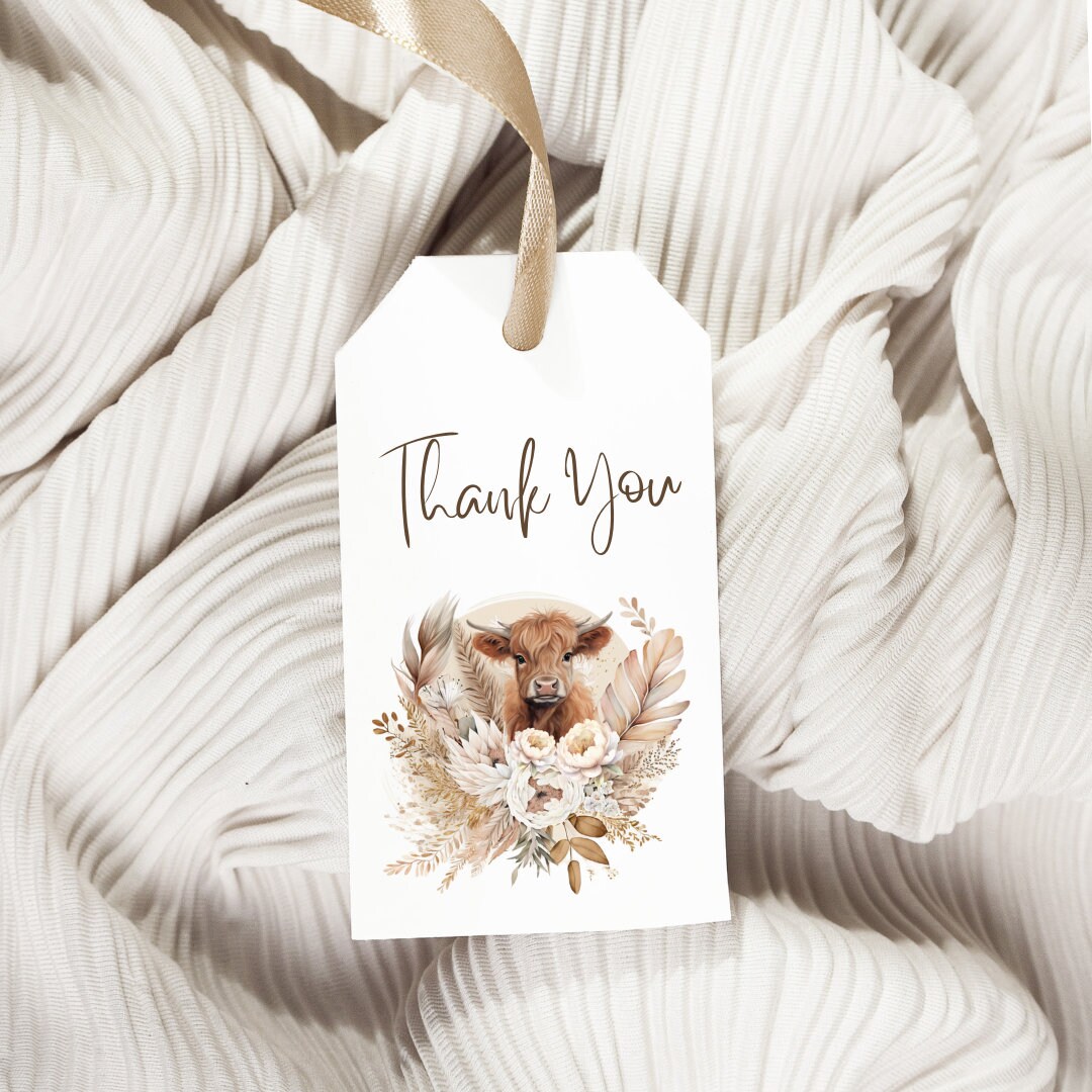 Highland Cow Thank You Tags, Highland Cow Baby Shower, Cow Baby Shower ...