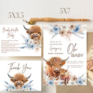 Highlander Cow Baby Shower Bundle, Highland Cow Baby Shower Sign, Boho ...