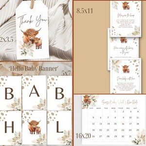 Highlander Cow Baby Shower Bundle, Highland Cow Baby Shower Sign, Boho ...
