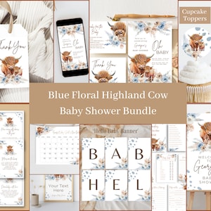 Highlander Cow Baby Shower Bundle, Highland Cow Baby Shower Sign, Boho ...