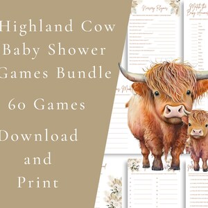 Highlander Cow Baby Shower Bundle, Highland Cow Baby Shower Sign, Boho ...