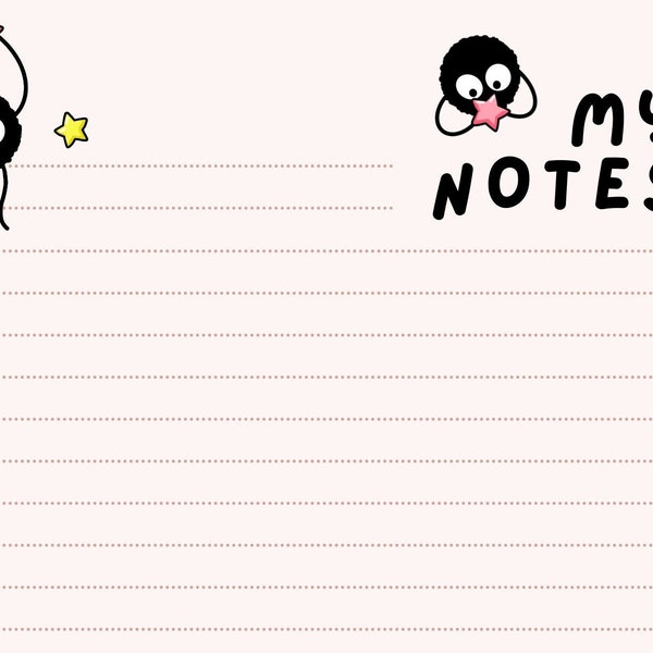 Studio Ghibli Soot Sprites Printable Notes Page Digital and Instant ...