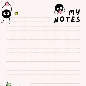 Studio Ghibli Soot Sprites Printable Notes Page Digital and Instant ...