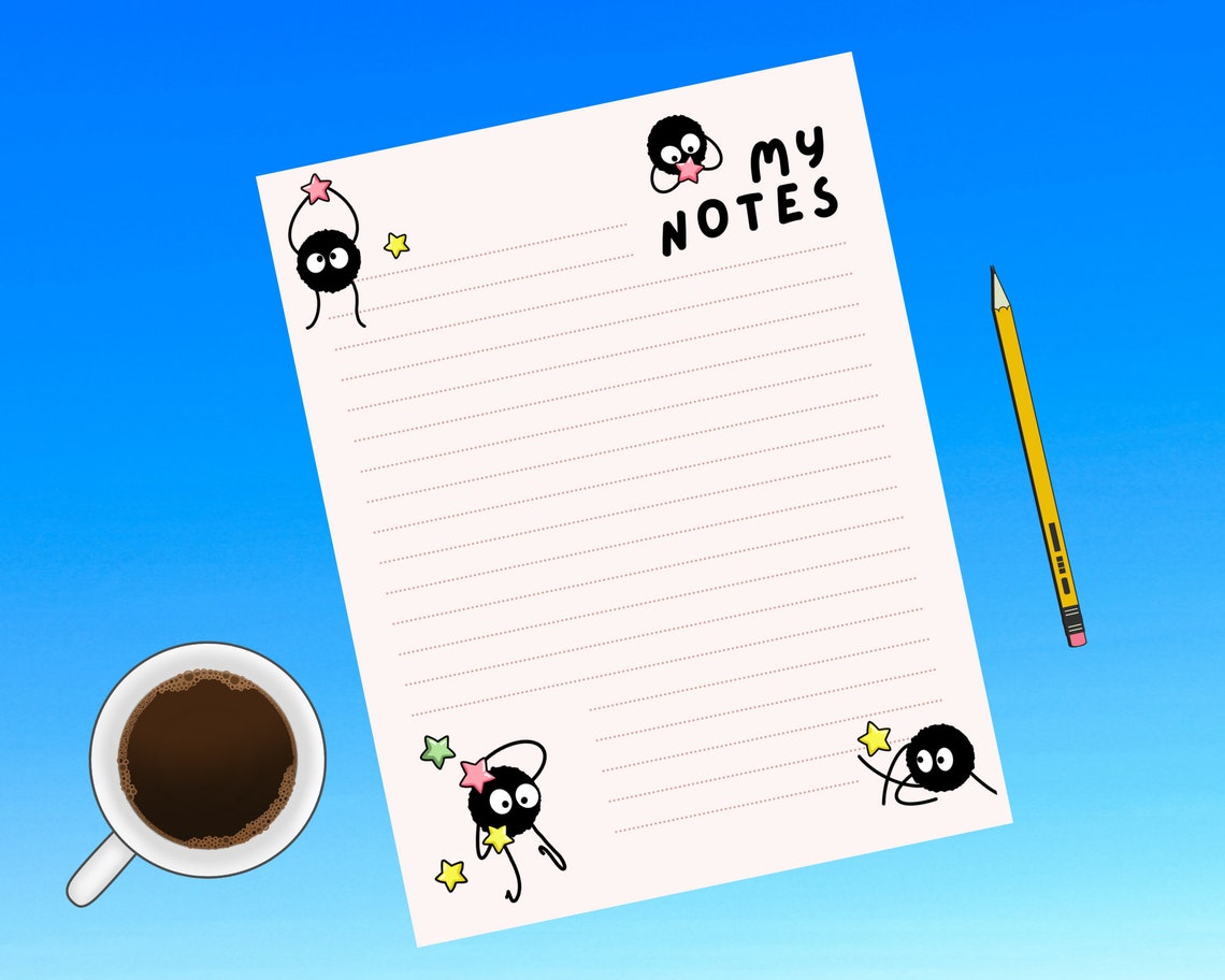 Studio Ghibli Soot Sprites Printable Notes Page Digital and Instant ...