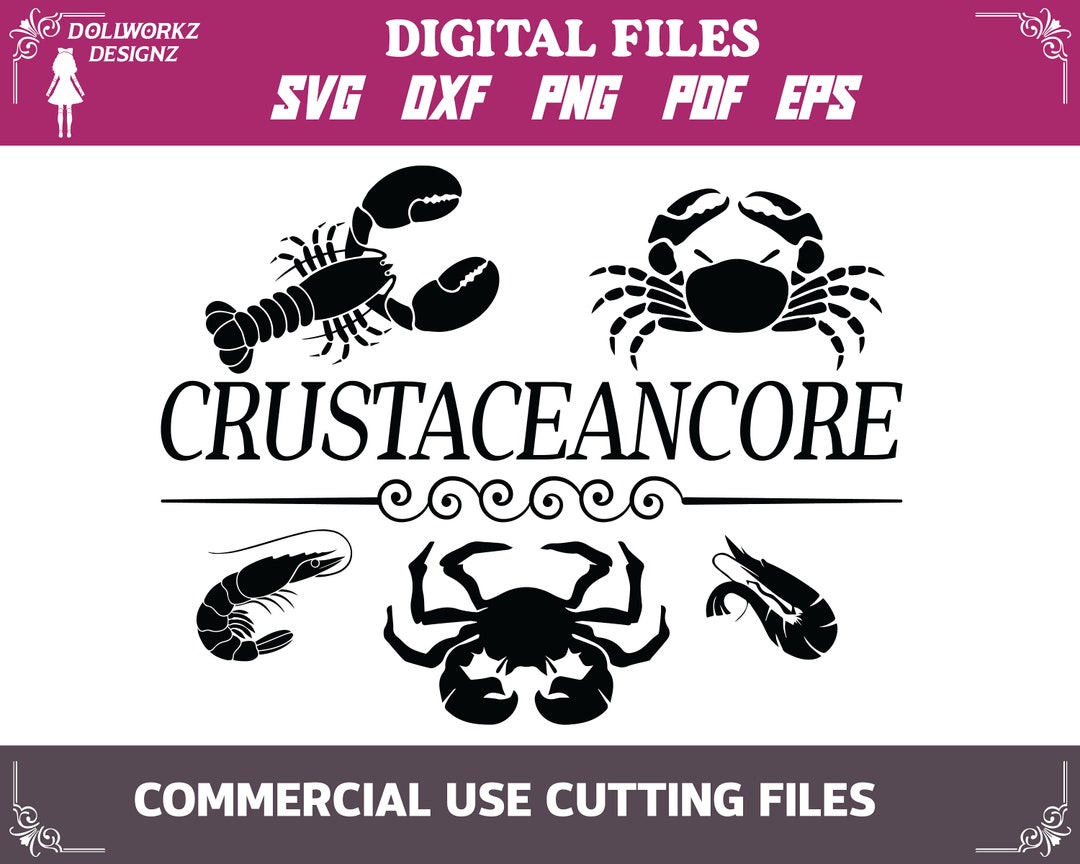 Crustaceancore Svg, Sea Creatures Svg, Minimalist Crustacean Svg, Ocean ...
