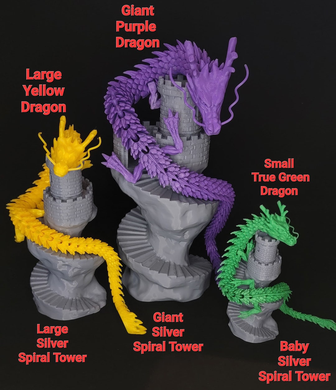 3D Printed Articulating Flexi Mustache Dragon (specialty Colors) - Etsy