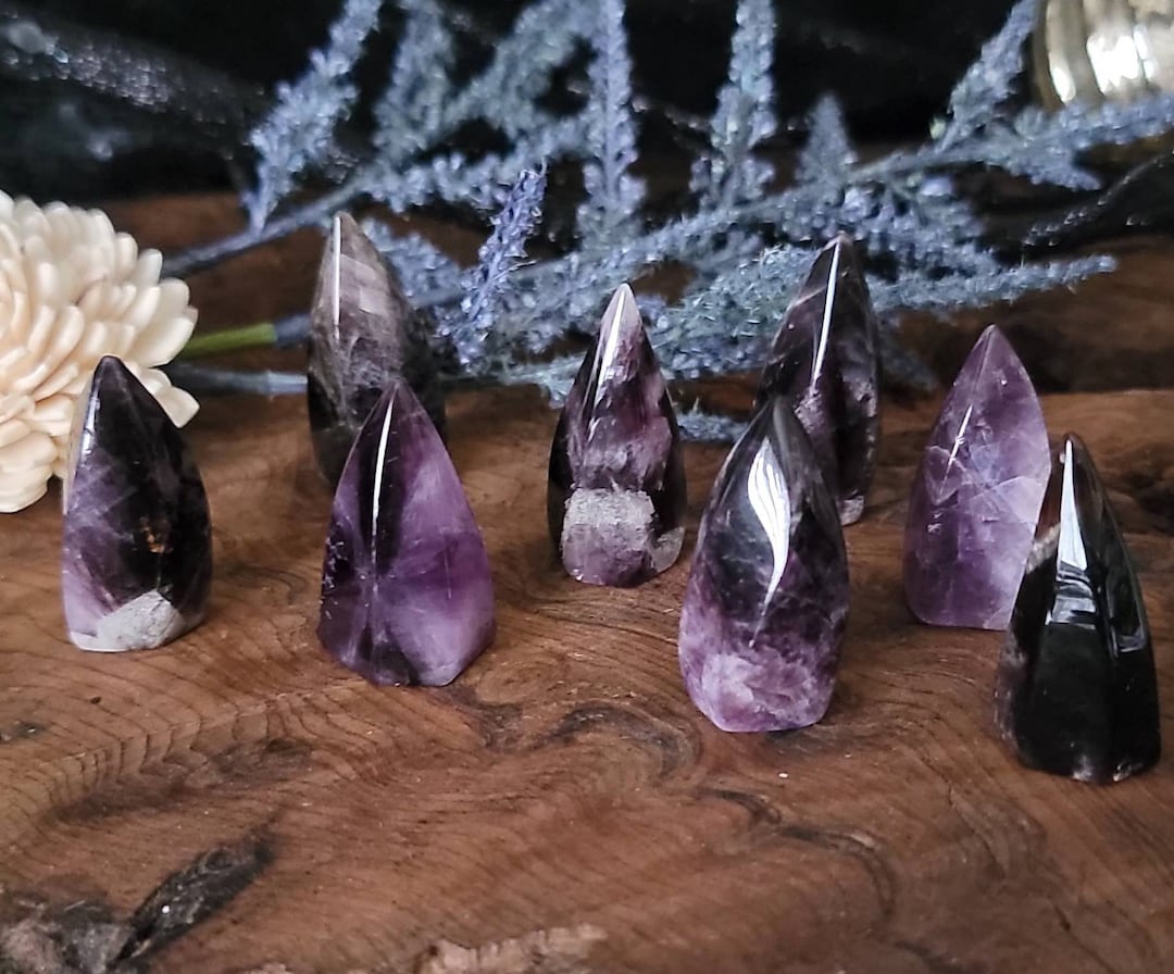 Brazilian Amethyst Flame Tower: Midnight Purple Crystal, Reiki Healing ...