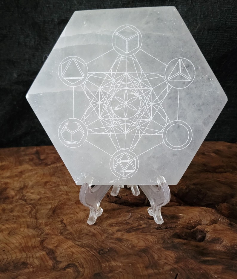 Selenite Crystal Grid Plate, Sacred Geometry Crystal Grid, 5 Solid ...