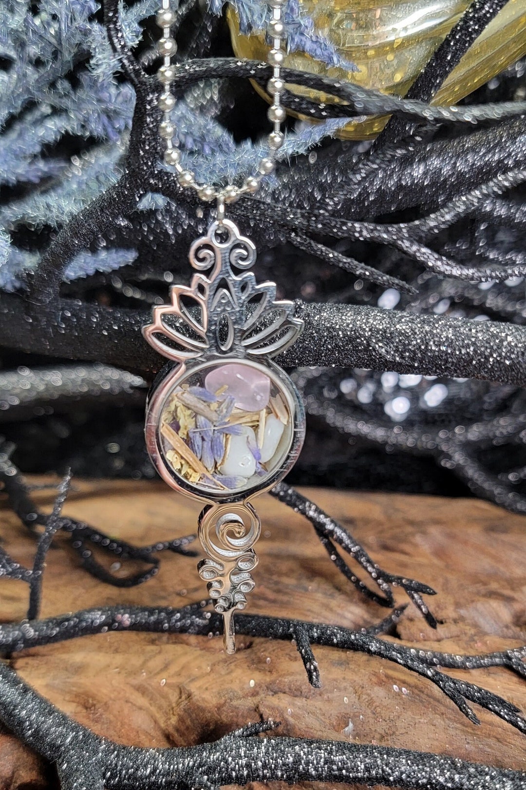 Lotus Car Charm:rear View Mirror Amulet Spelled With Herbs and Crystals ...