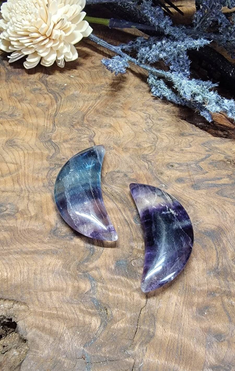 Fluorite Crescent Moon Carving: Celestial Altar Stone, Healing Crystal ...