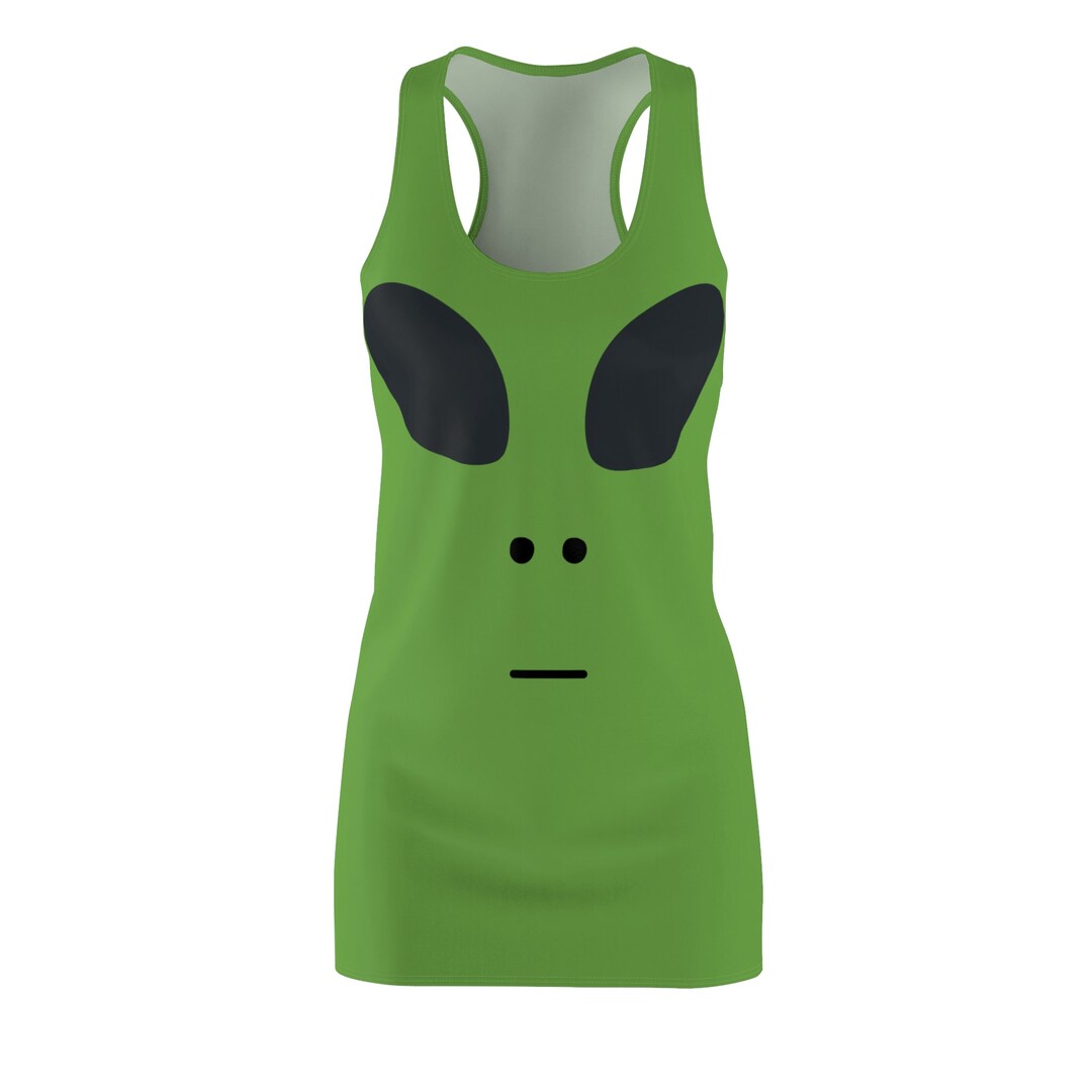 Alien Face Green Costume Dress Extraterrestrial Halloween Party Galaxy ...