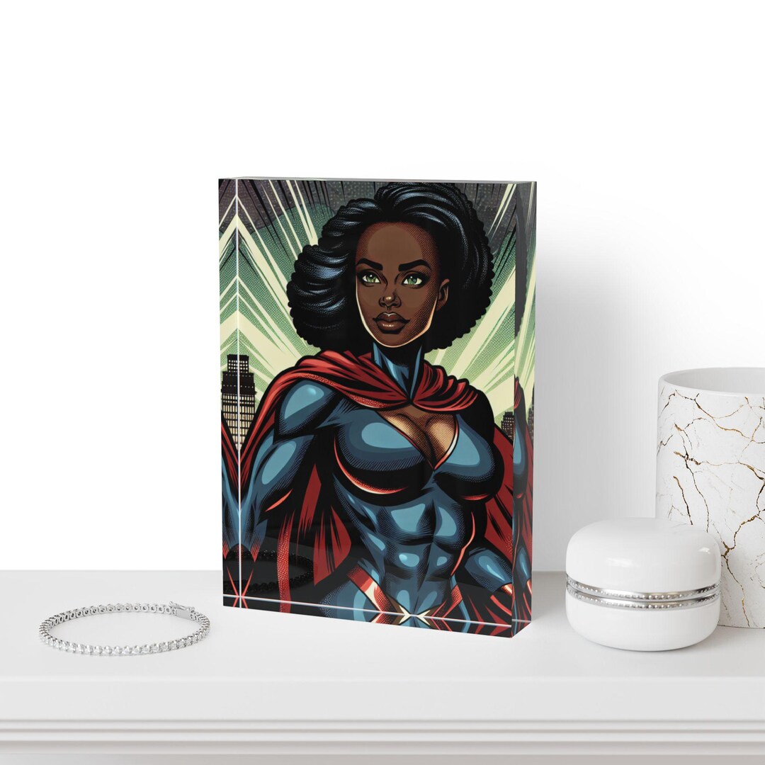 Photo Block, Feminine Super Hero Comic Book Style, Vibrant Ultra Modern ...