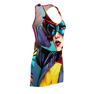 Superhero Graphic Racerback Dress, Comic Book Style Dress, Women's ...