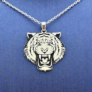 Tiger Necklace | 925 Sterling Silver | Tiger Head Pendant - Etsy