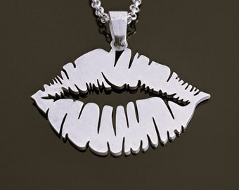 FIRST TASTE: Sterling Silver Kissing Lips With Red Jade Drop Necklace ...