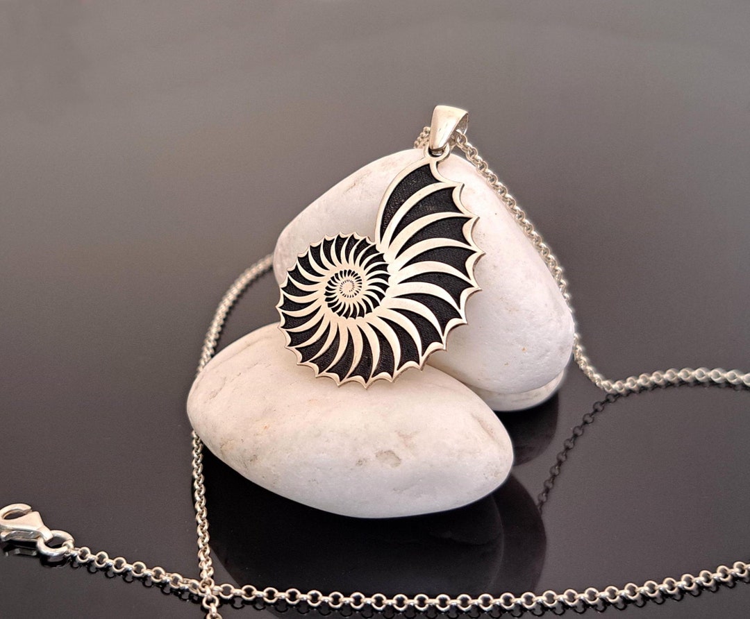 Nautilus Shell Sterling Silver Necklace | Fibonacci Pendant - Etsy