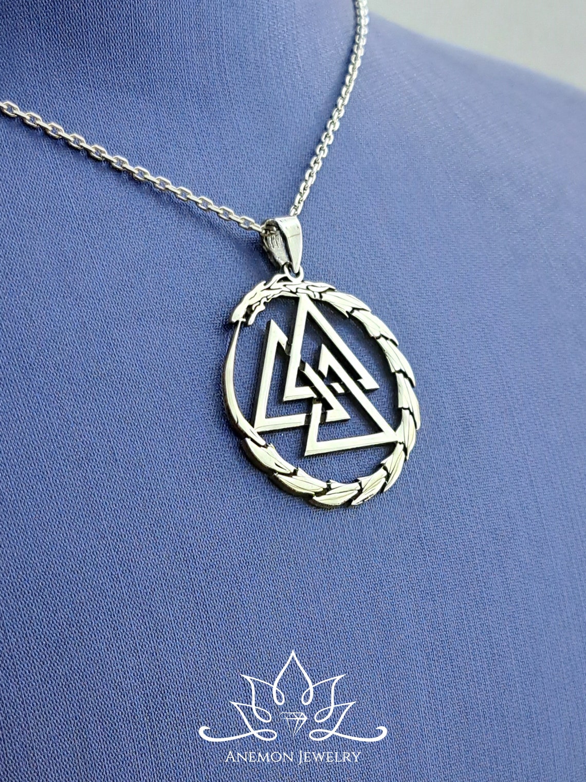 Viking Valknut Sterling Silver Necklace | Norse Pendant - Etsy