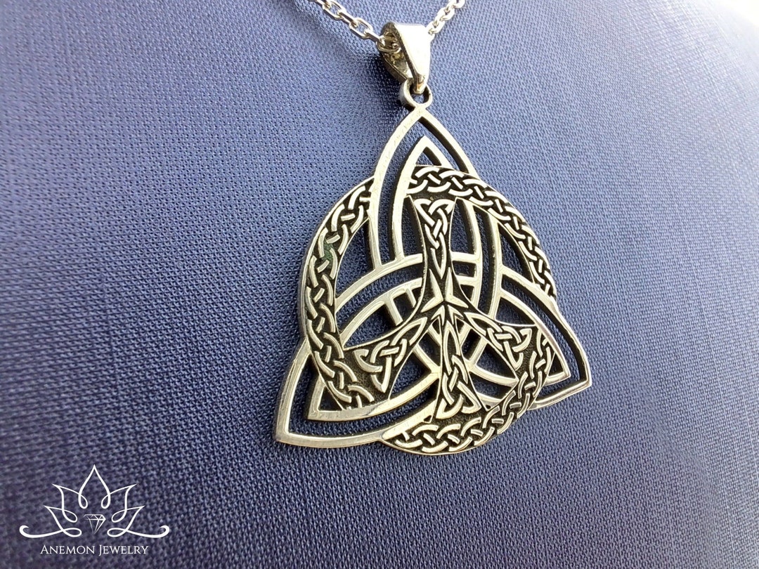 Sterling Silver Celtic Peace Sign Necklace | Triquetra Trinity Knot ...