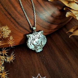 Tiger Necklace | 925 Sterling Silver | Tiger Head Pendant - Etsy