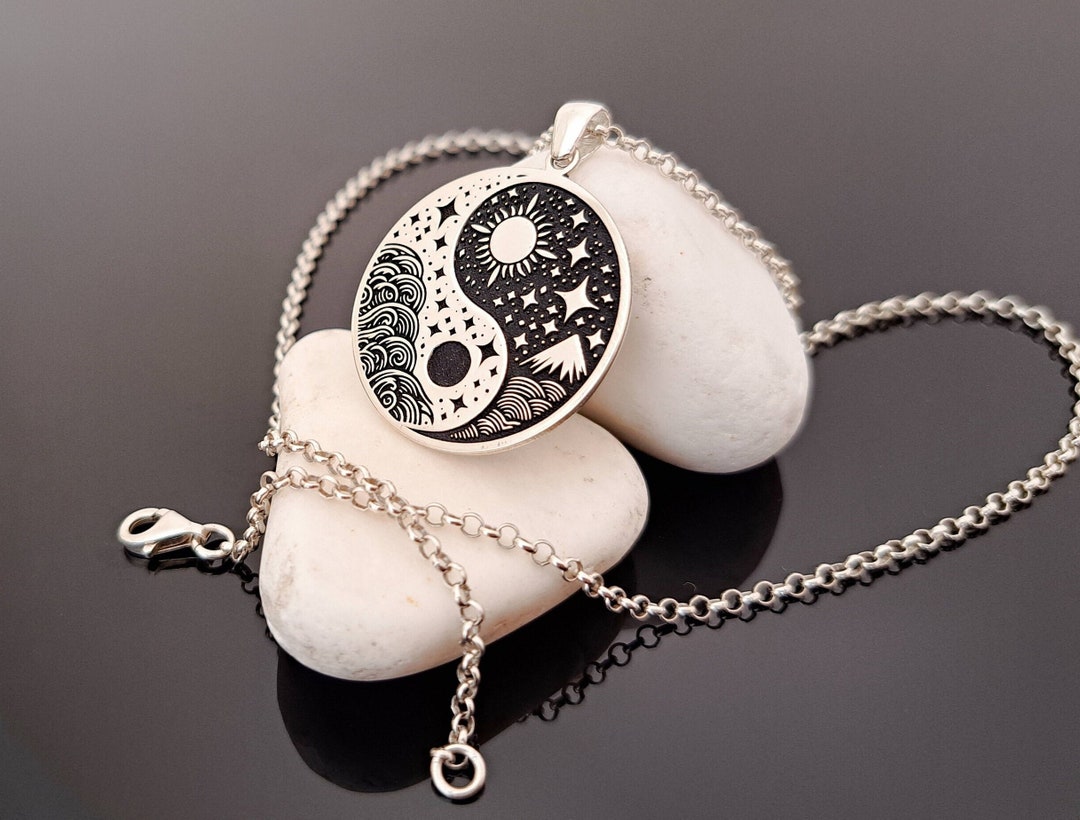Yin Yang Sun and Moon Necklace | 925 Sterling Silver | Balance Symbol ...