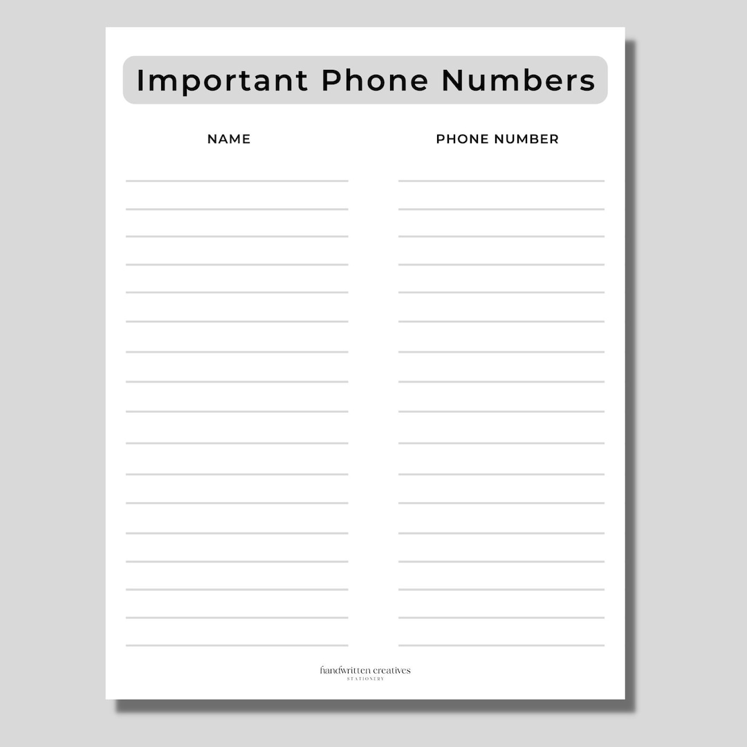 Gray Important Phone Numbers List Printable List List Digital gray-important-phone-numbers-list-printable-list-list-digital