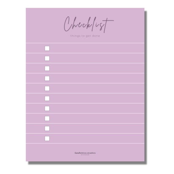 Purple Checklist Printable Checklist Checklist Digital - Etsy