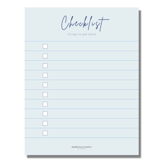 Blue Checklist Printable Checklist Checklist Digital - Etsy