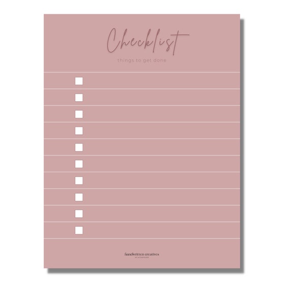Pink Checklist Printable Checklist Checklist Digital - Etsy