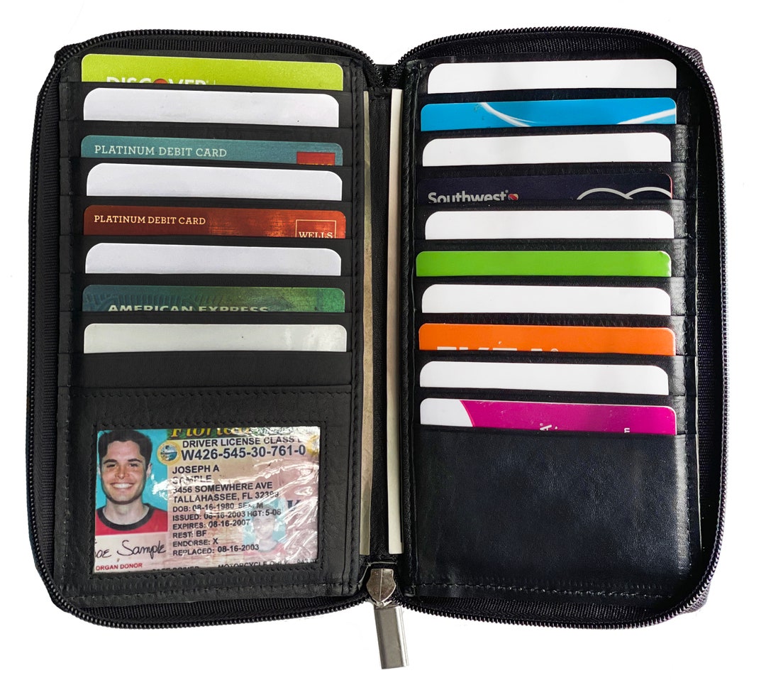 Texan Bull Large RFID Zippered Unisex Credit Card Wallet Card Holder ...