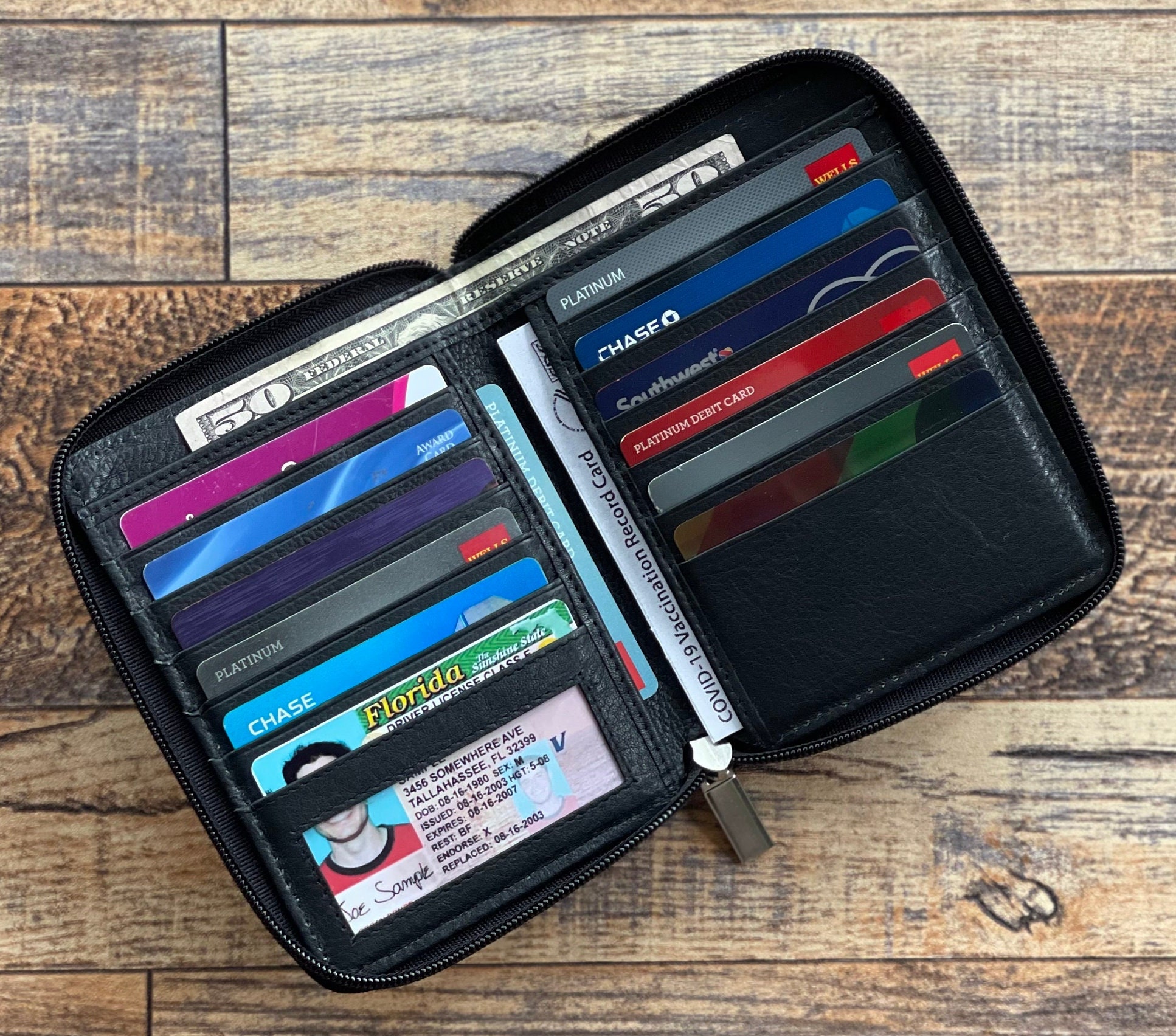 Personalized Zip Around RFID Credit Card Holder Unisex Wallet - Etsy