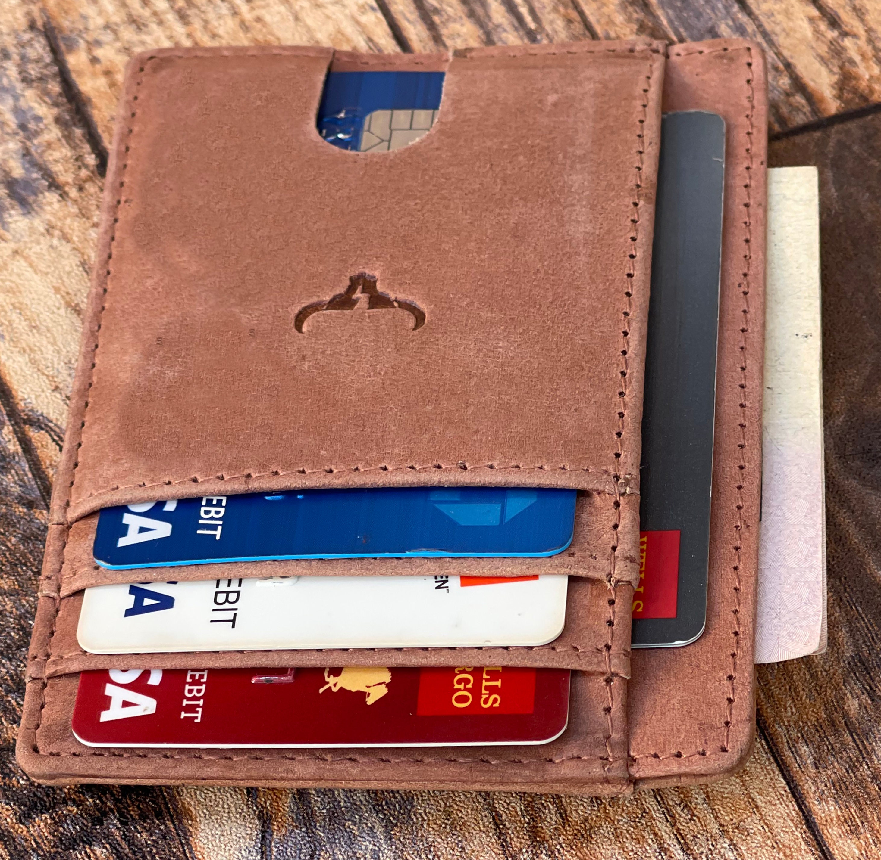 Personalized Leather Front Pocket Card Holder Wallet, Anniversary ...