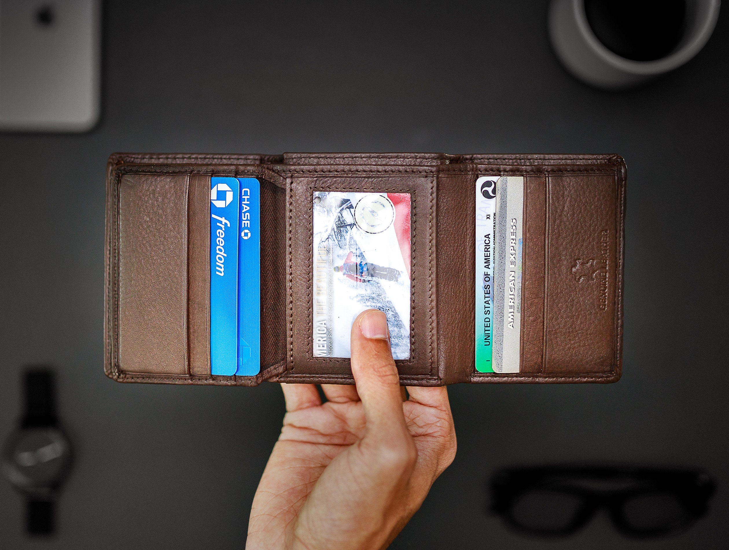 RFID Trifold Wallet for Mens 6 Card and 1 ID Credit Card - Etsy