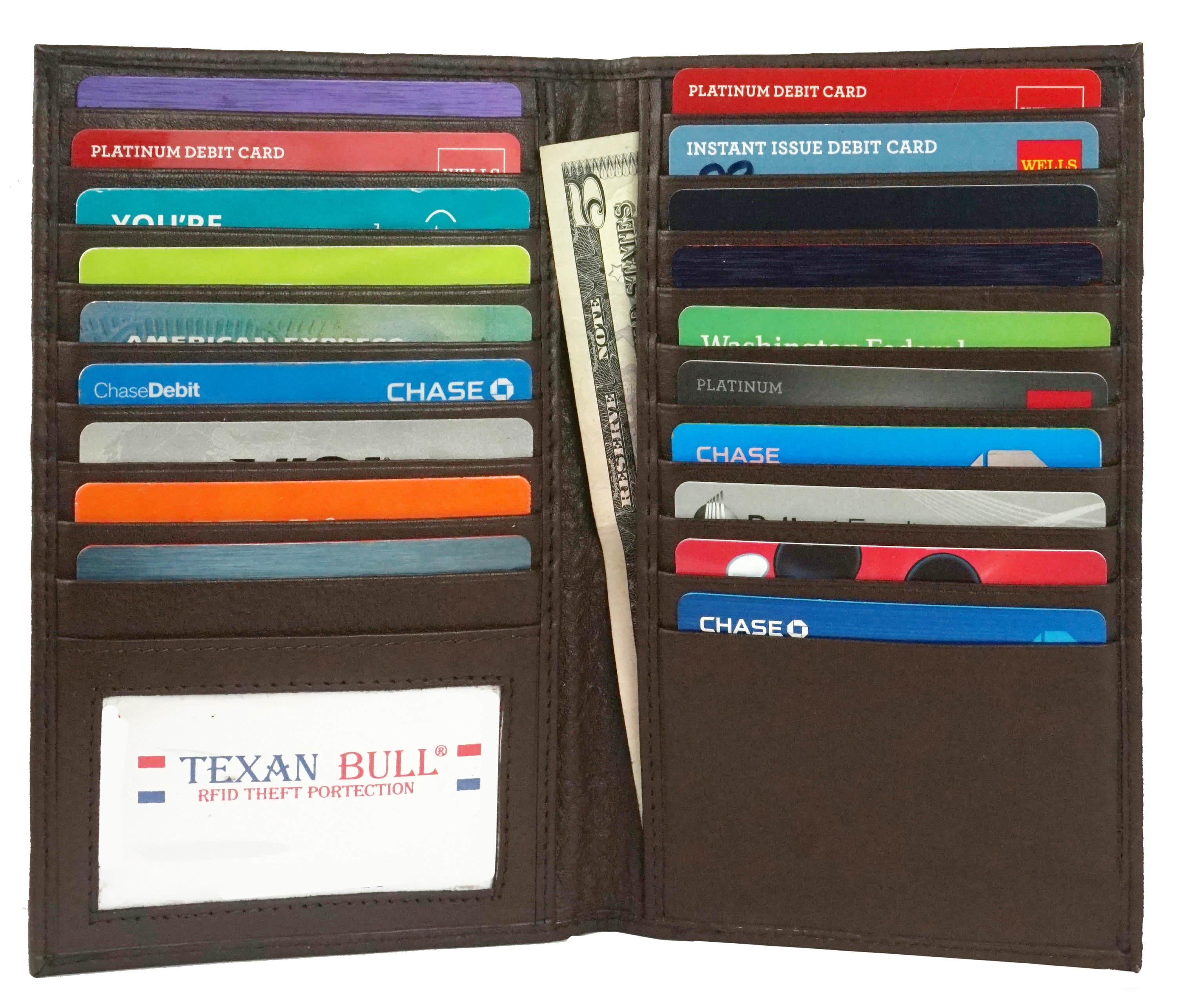 Texan Bull RFID Top Grain Cow Nappa Leather Credit Card Organizer Long ...