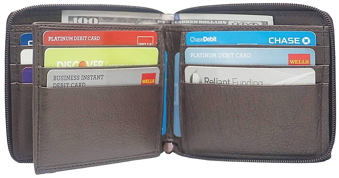 Bullz Zip Aroun Black Bifold Mens Wallet With 9+ Credit Cards, 1 ...